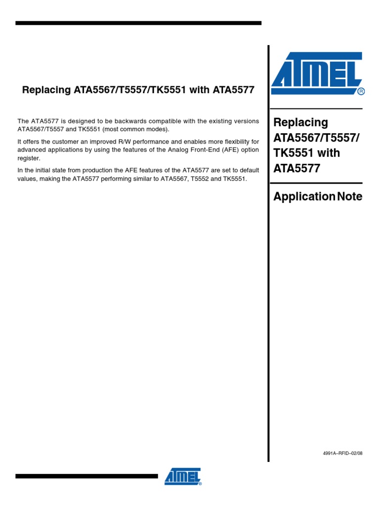 Replacing ATA5567/T5557/ TK5551 With ATA5577 Application Note | PDF ...