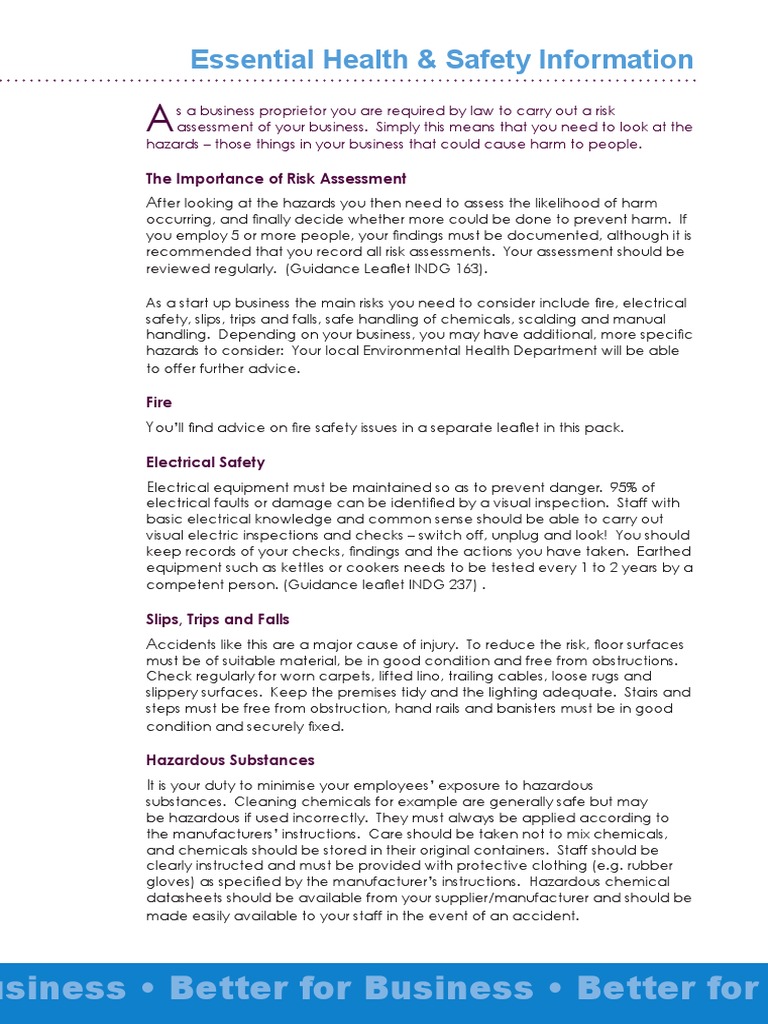 Essential Health and Safety Information | PDF | Occupational Safety And ...
