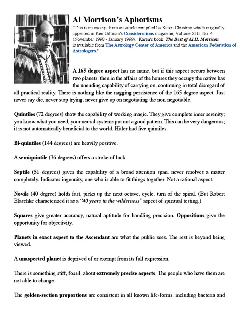 Al Morrison's Aphorisms: Considerations The Astrology Center of America ...