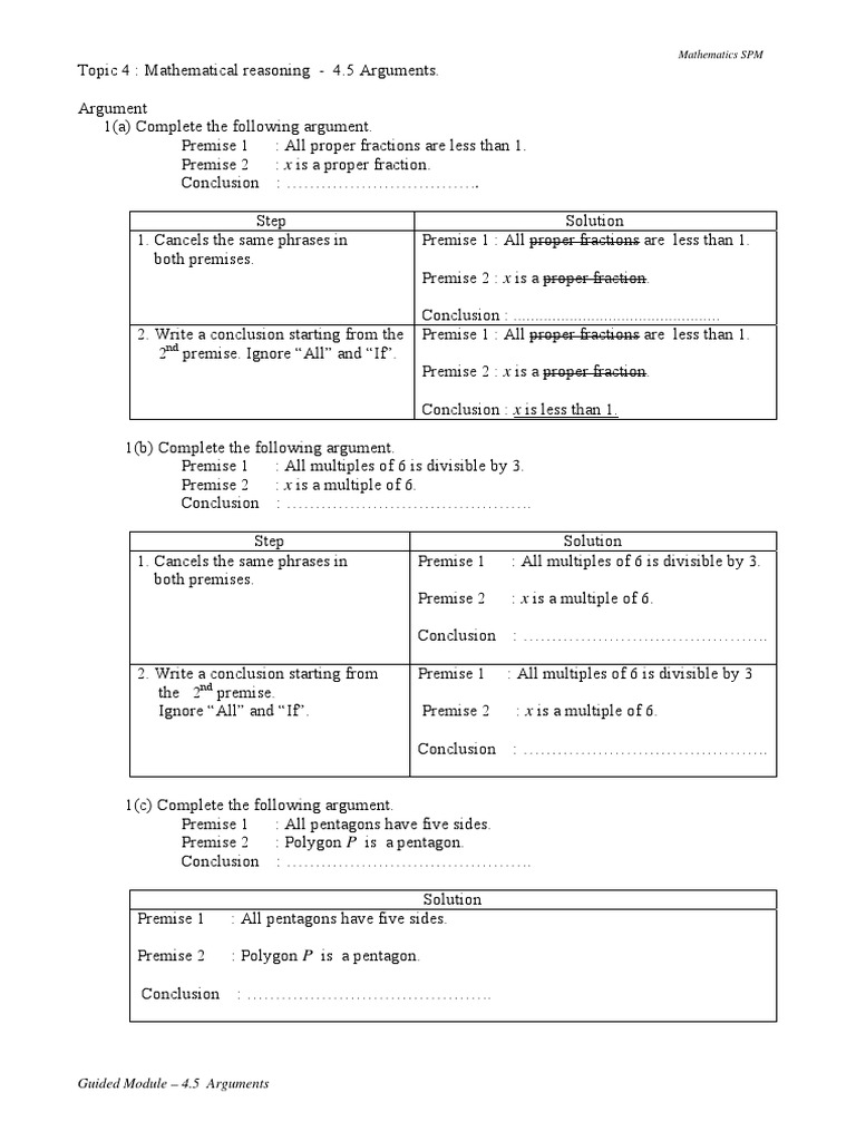 SPM Mathematics: Argument Completion Guide | PDF | Teaching Methods ...