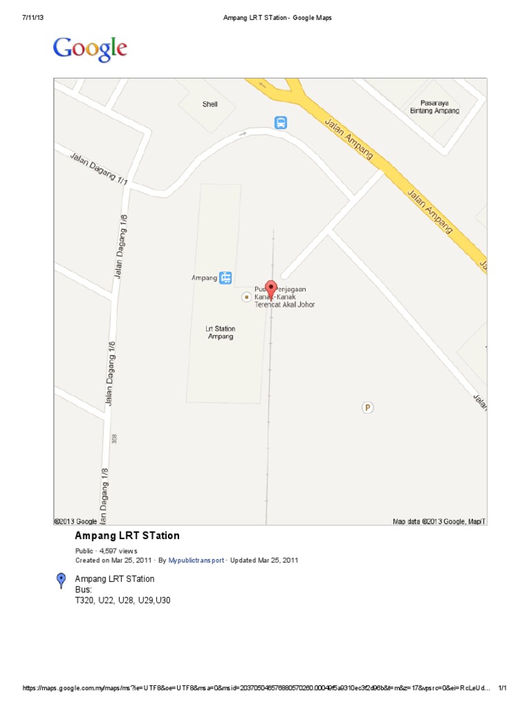 Ampang LRT STation - Google Maps | PDF
