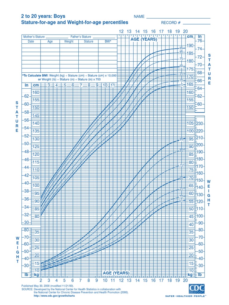Growth Chart Boys 2 To 20 | PDF | Sports & Recreation | Lifestyle