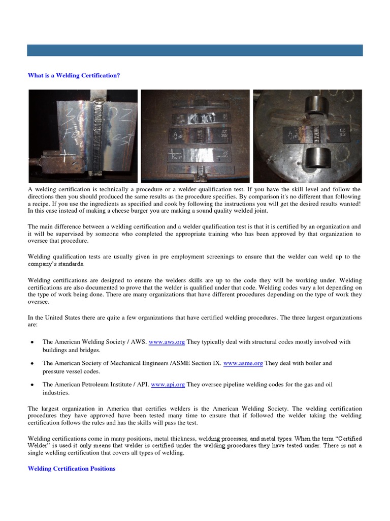 What Is A Welding Certification | PDF | Welding | Construction