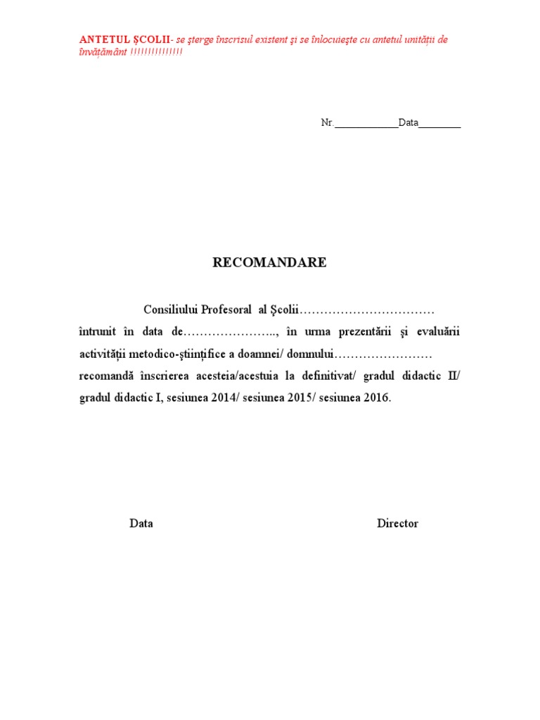 Model Recomandare | PDF