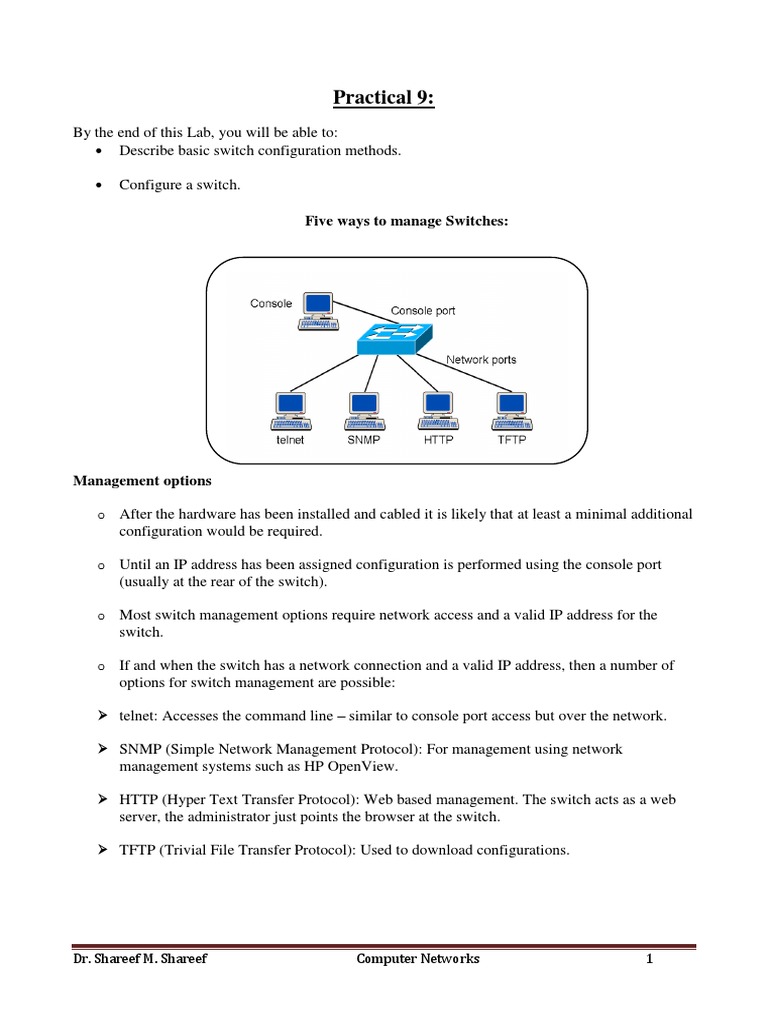 CNs-Lab 9-Cisco Switch Configuration | PDF | Network Switch | Port ...