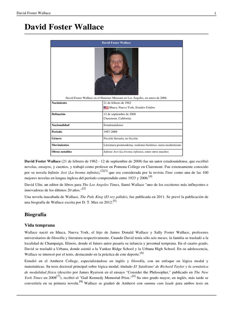 David Foster Wallace: Vida y Obras | PDF