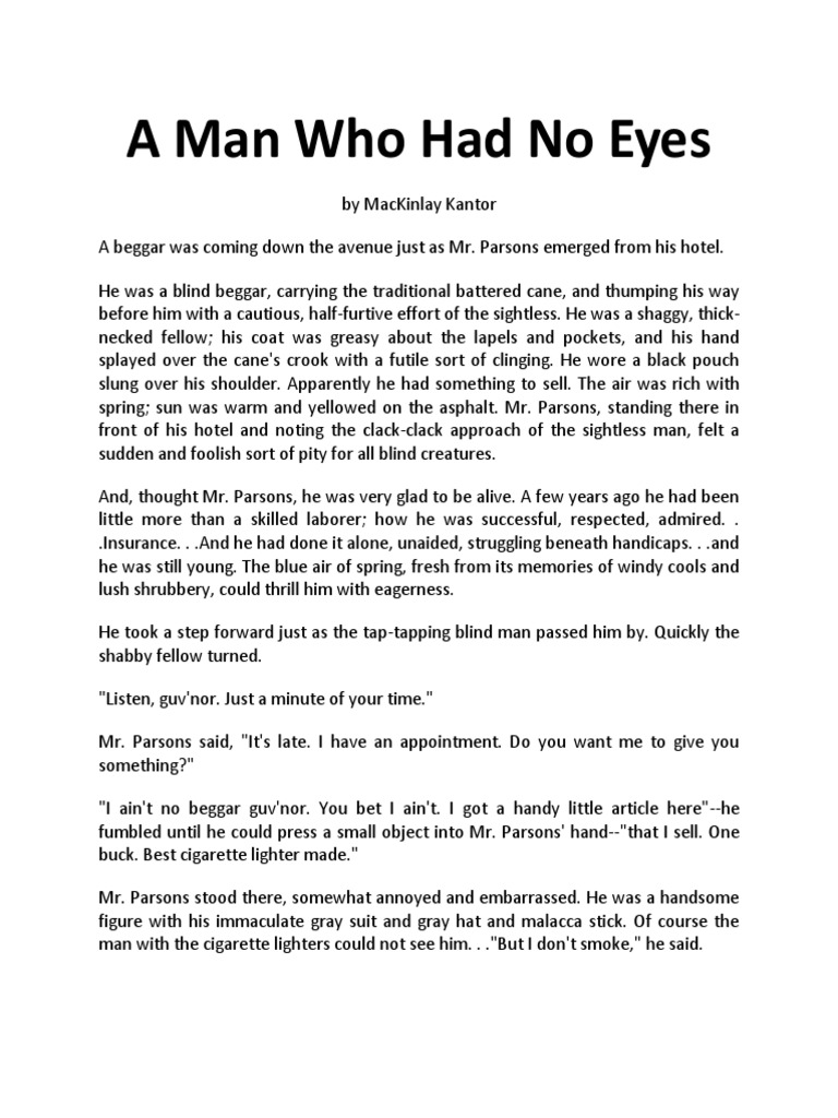 A Man Who Had No Eyes | PDF