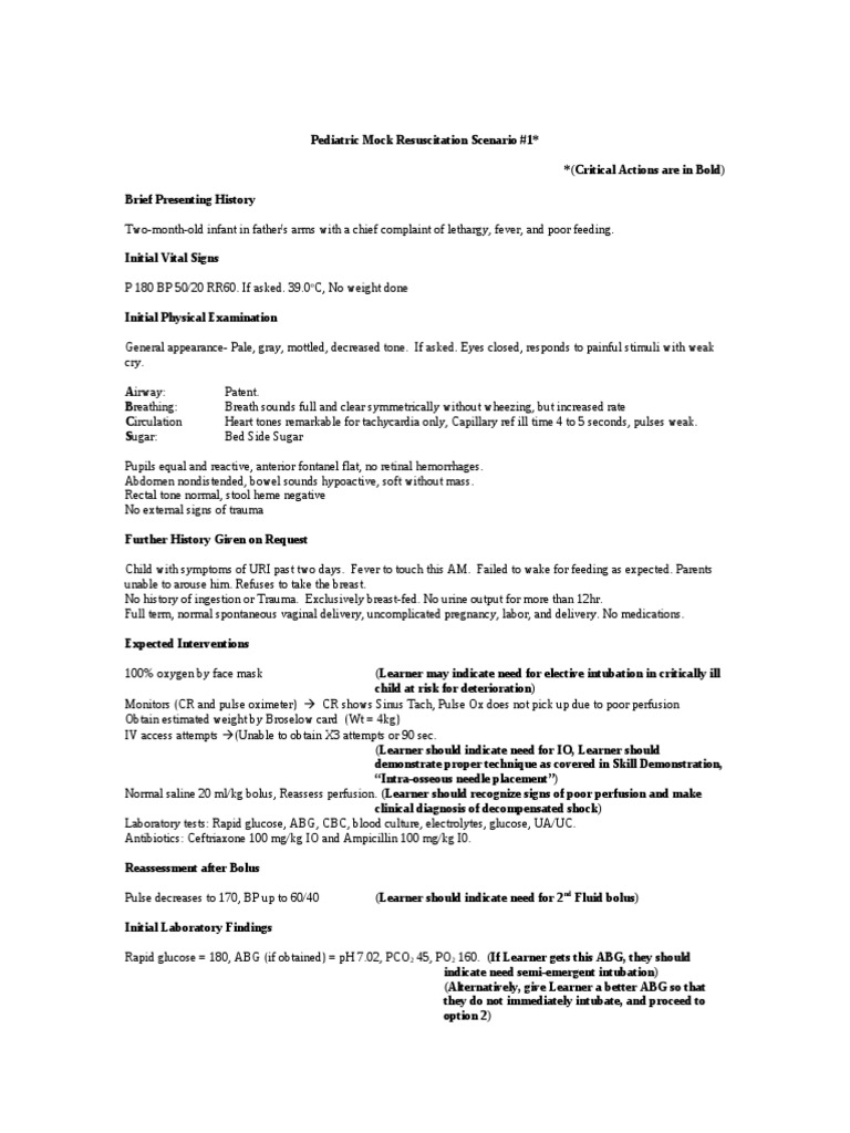 Pediatric Mock Resuscitation Scenarios | PDF | Respiratory System ...