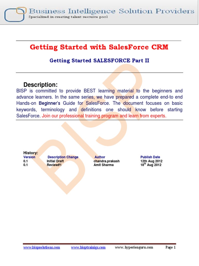Getting Started WIth SalesForce Part II | PDF | Salesforce.Com | Databases
