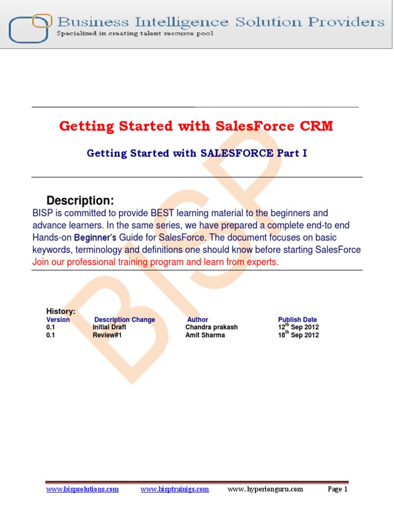 Getting Started WIth SalesForce Part I | PDF | Salesforce.Com | Cloud Computing