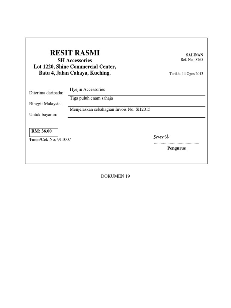 Resit Rasmi | PDF