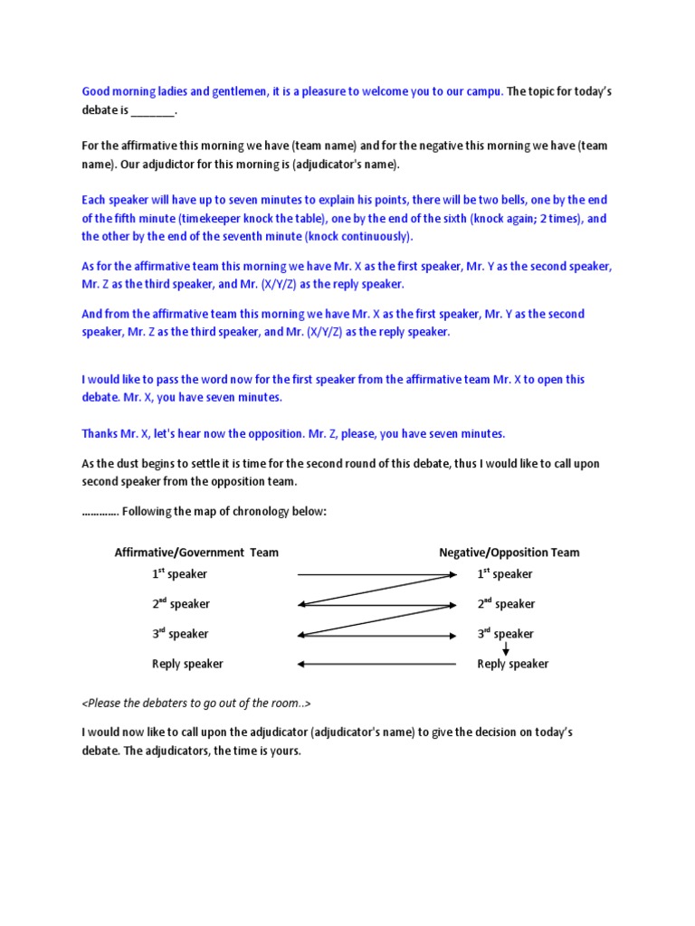 Affirmative Team Debate Structure | PDF