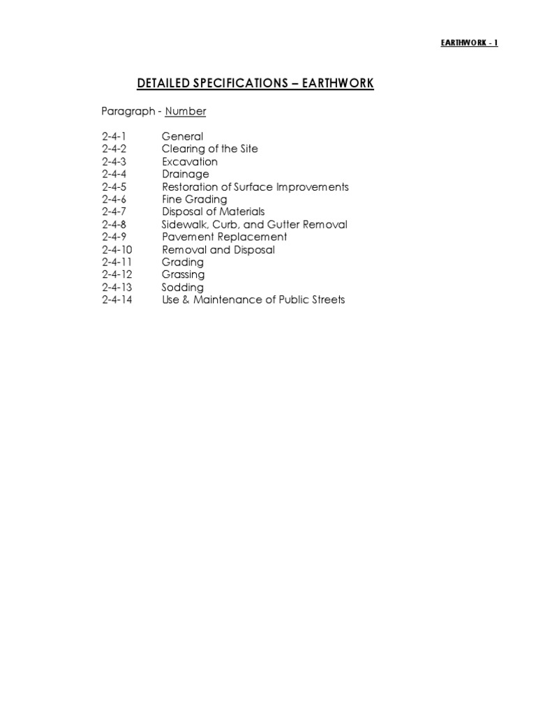 Detailed Specifications - Earthwork | PDF | Traffic | Road