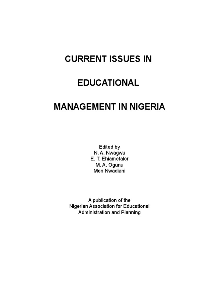Current Issues in Educational Management in Nigeria | PDF | Teachers ...