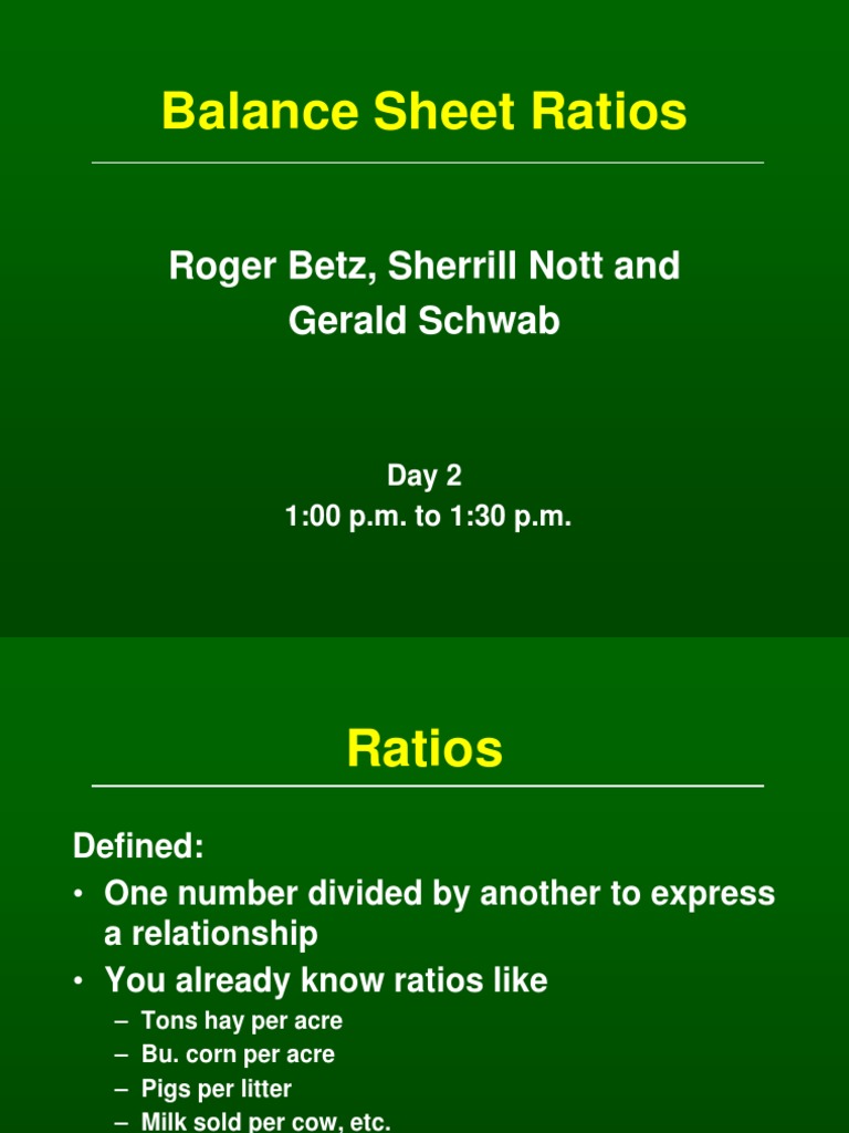 Balance Sheet Ratios: Roger Betz, Sherrill Nott and Gerald Schwab | PDF ...