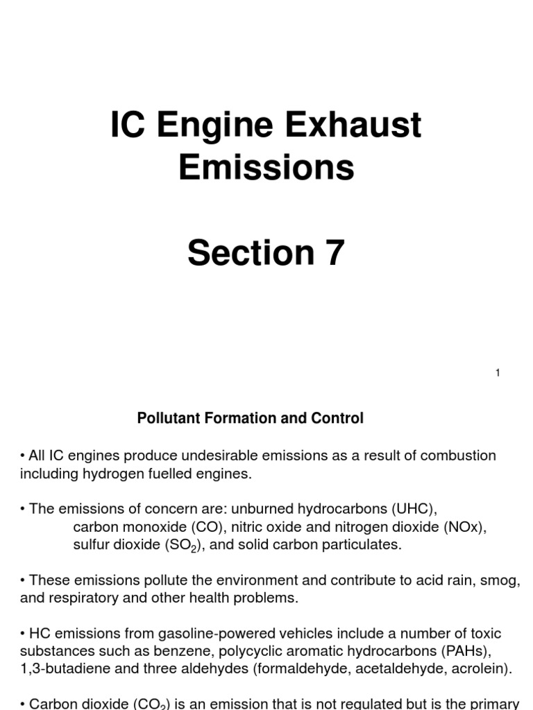 IC Engine Emissions: Formation & Control | PDF | Exhaust Gas | Combustion