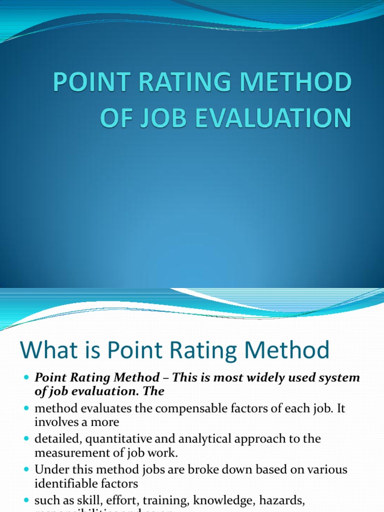 Point Rating Method of Job Evaluation | PDF | Business | Cognition