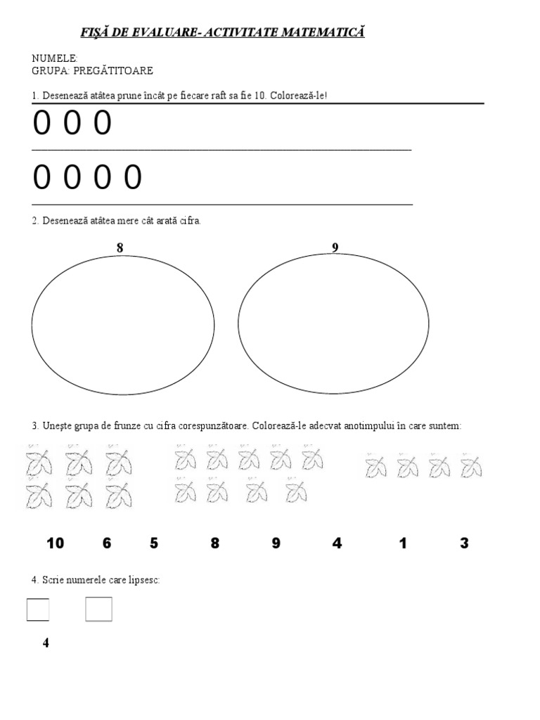 Fisa Matematica Prescolari | PDF