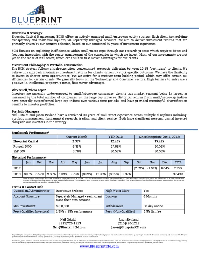Blueprint Capital Management - Profile - September 2013 | PDF | Active ...
