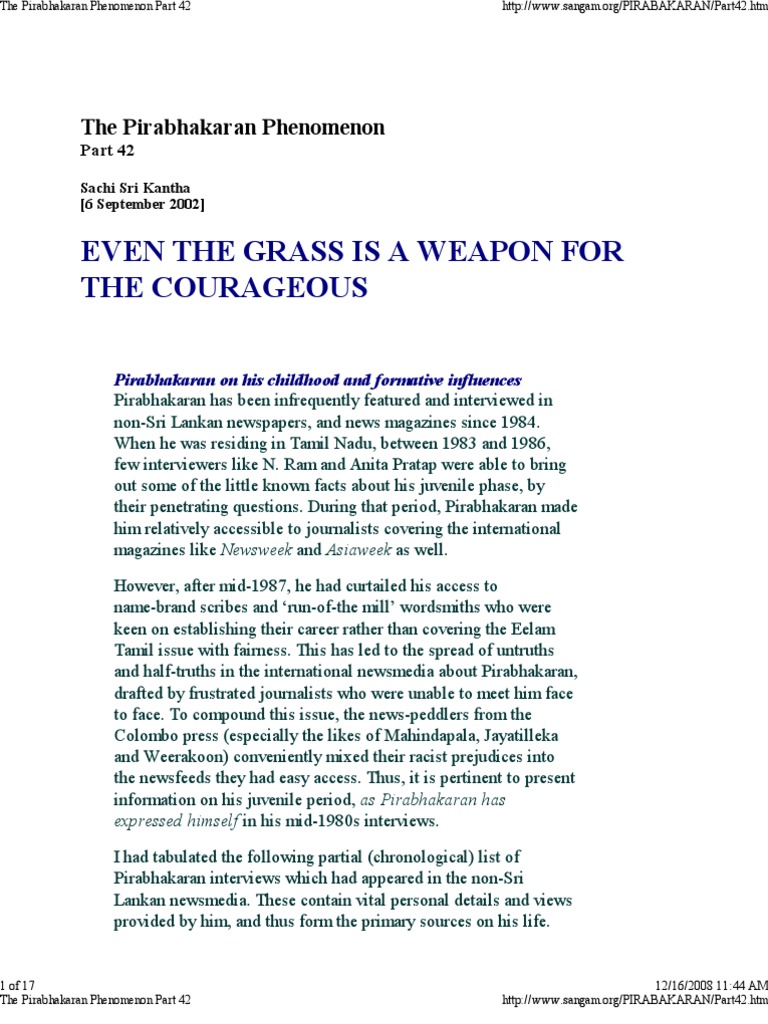 The Pirabakaran Phenomenon 42 | PDF