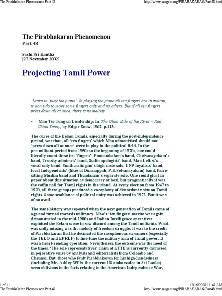 The Pirabakaran Phenomenon 48 | PDF | Sri Lanka | Unrest