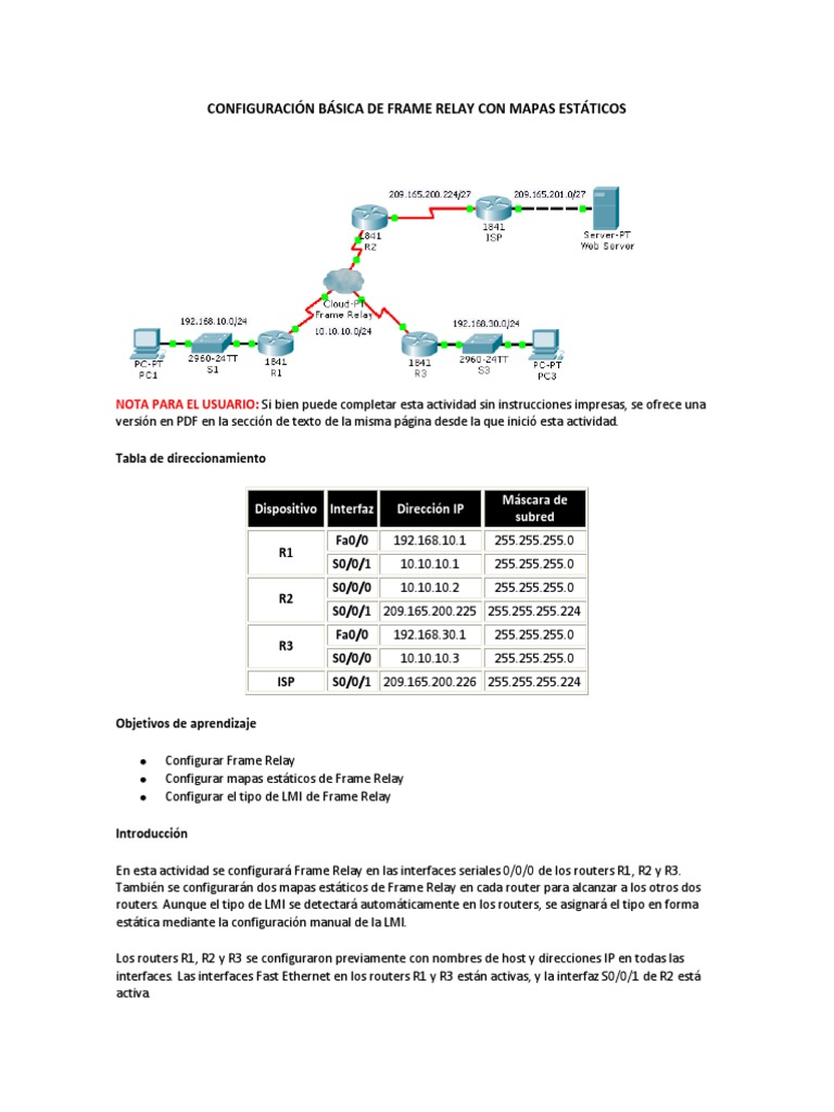 Configuración de Frame Relay Con Mapas Estáticos | Descargar gratis PDF | Enrutador (Computación ...