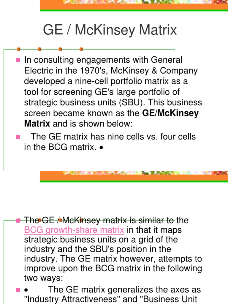 Ge Matrix | PDF | Mc Kinsey & Company | Matrix (Mathematics)