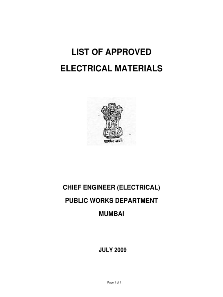 Approved Electrical Materials List | PDF