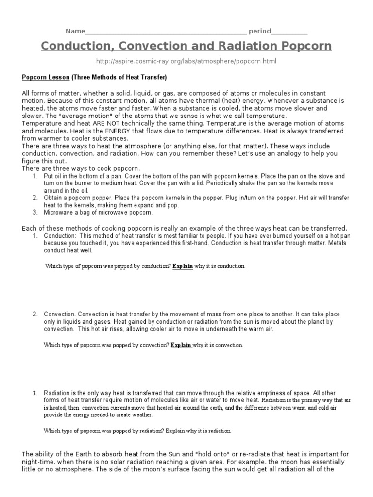 Heat Transfer Methods in Popcorn Cooking | PDF | Heat Transfer ...
