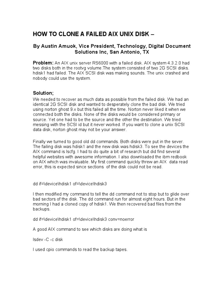 Cloning Aix Disk | PDF | Disk Storage | Backup