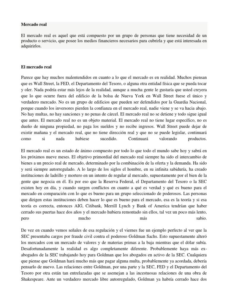 Definición y características del mercado real | PDF