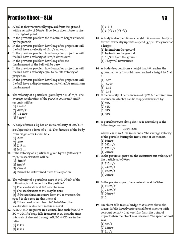 Straight Line Motion | PDF | Acceleration | Velocity