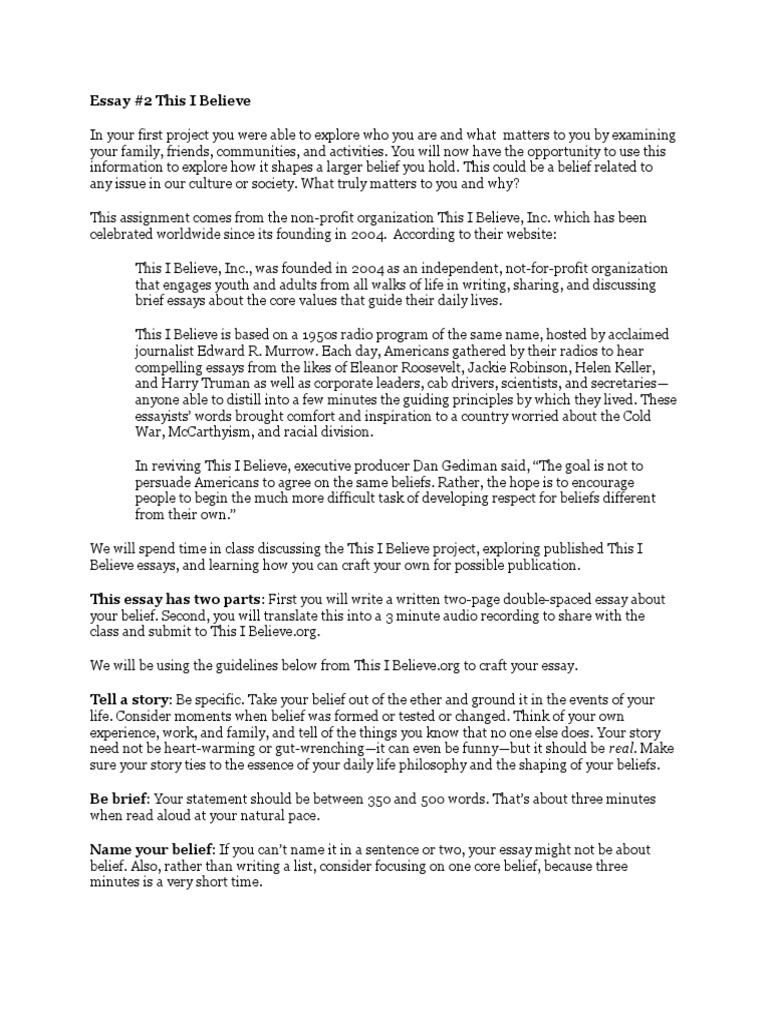 This I Believe Essay | PDF | Essays | Science