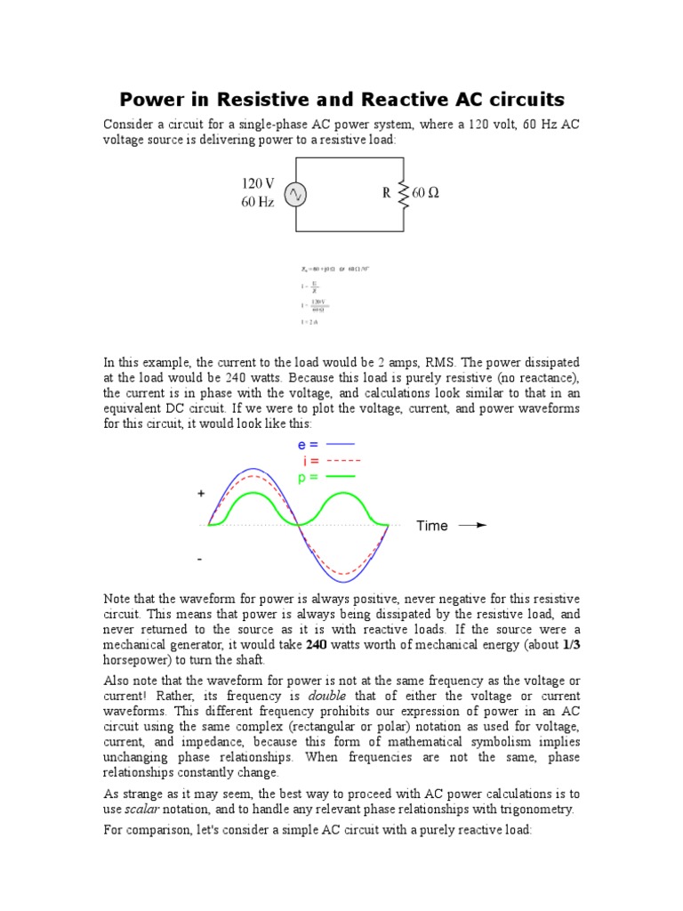 Power in AC Circuits: True, Reactive, Apparent | PDF | Ac Power ...