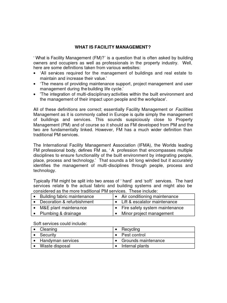 What Is Facility Management | PDF | Outsourcing | Business