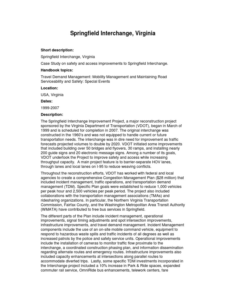 Springfield Interchanges | PDF | Interchange (Road) | Traffic