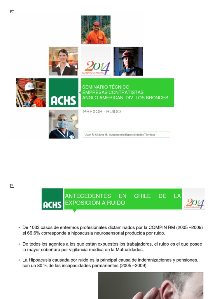 Protocolo de Exposición Ocupacional A Ruido PREXOR Presentación ACHS ...
