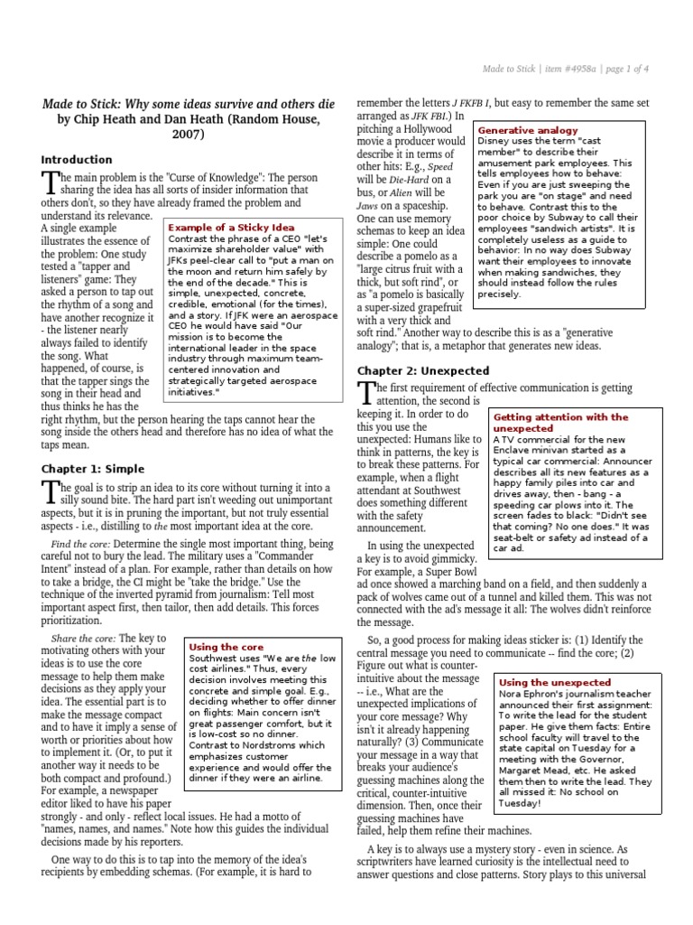 Made To Stick | Download Free PDF | Expert | Abstraction