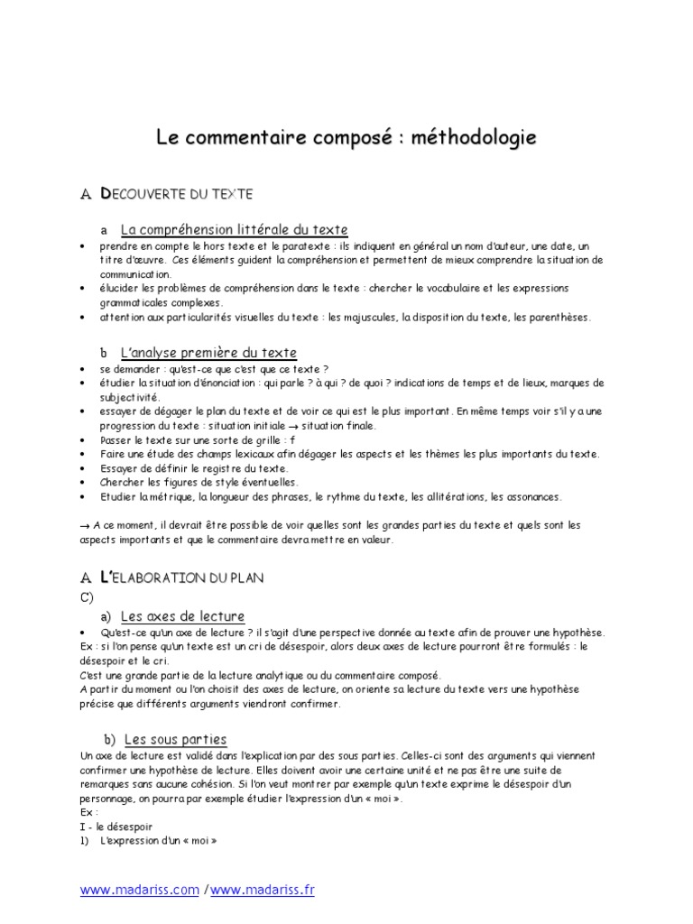Une Méthodologie Du Commentaire Composé | PDF | Sciences cognitives ...