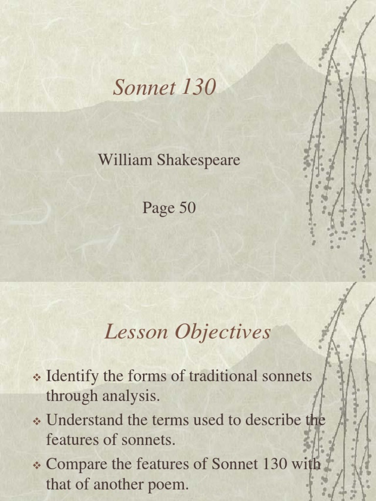 Analysis of Shakespeare's Sonnet 130 | PDF | Stress (Linguistics) | Sonnets