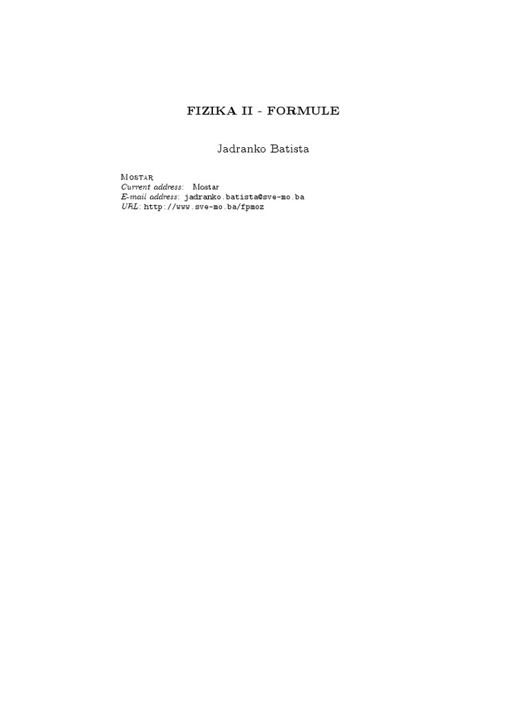 Formule Za Fiziku 2, FSR, Računarstvo | PDF