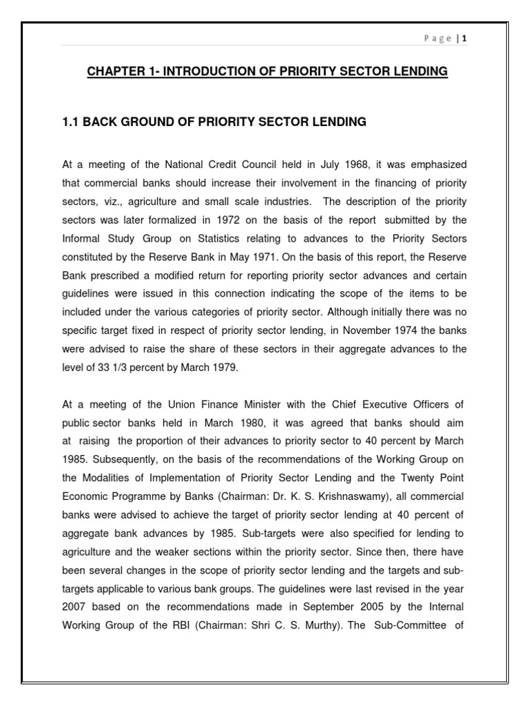 Priority Sector Lending in India | PDF | Loans | Interest
