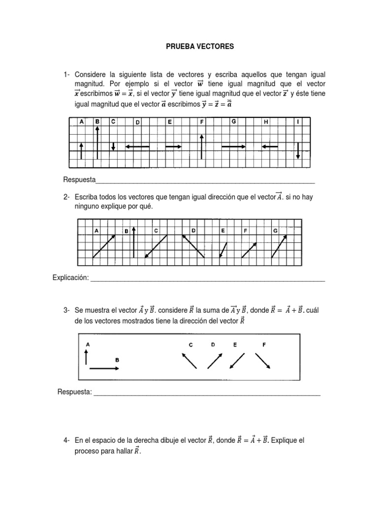 Prueba Vectores | PDF | Vector Euclidiano | Fuerza