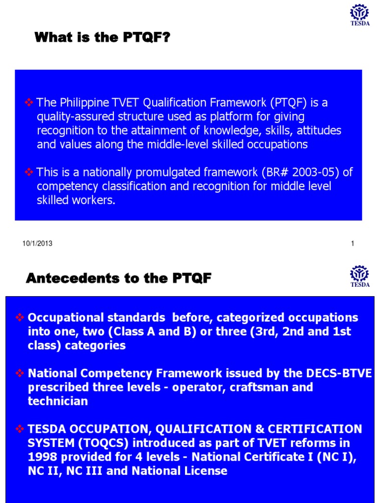 PTQF Orientation | PDF | Competence (Human Resources) | Vocational Education