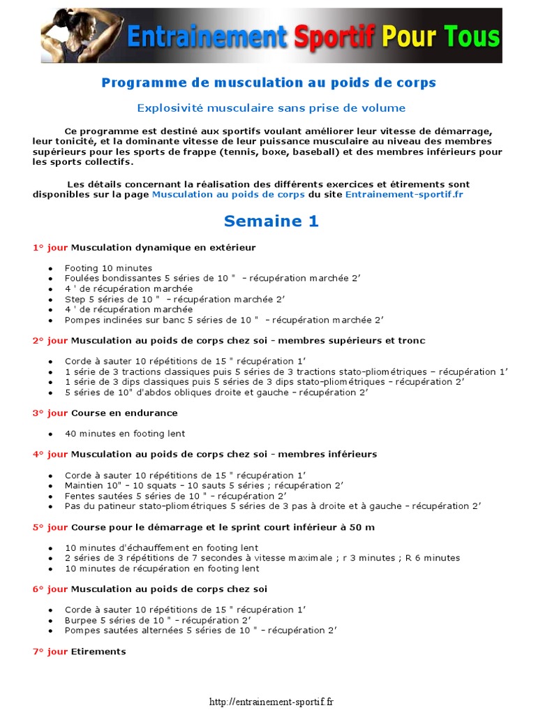 Musculation Poids de Corps | PDF | Musculation | Sports athlétiques