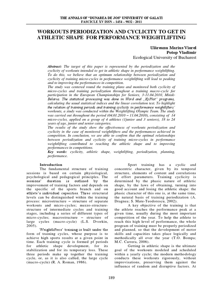 Workouts Periodization and Cyclicity To Get in Athletic Shape For ...