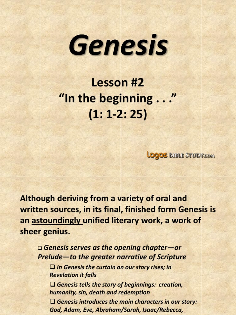 in The Beginning... (Genesis 1: 1 - 2: 25) | PDF | Genesis Creation ...