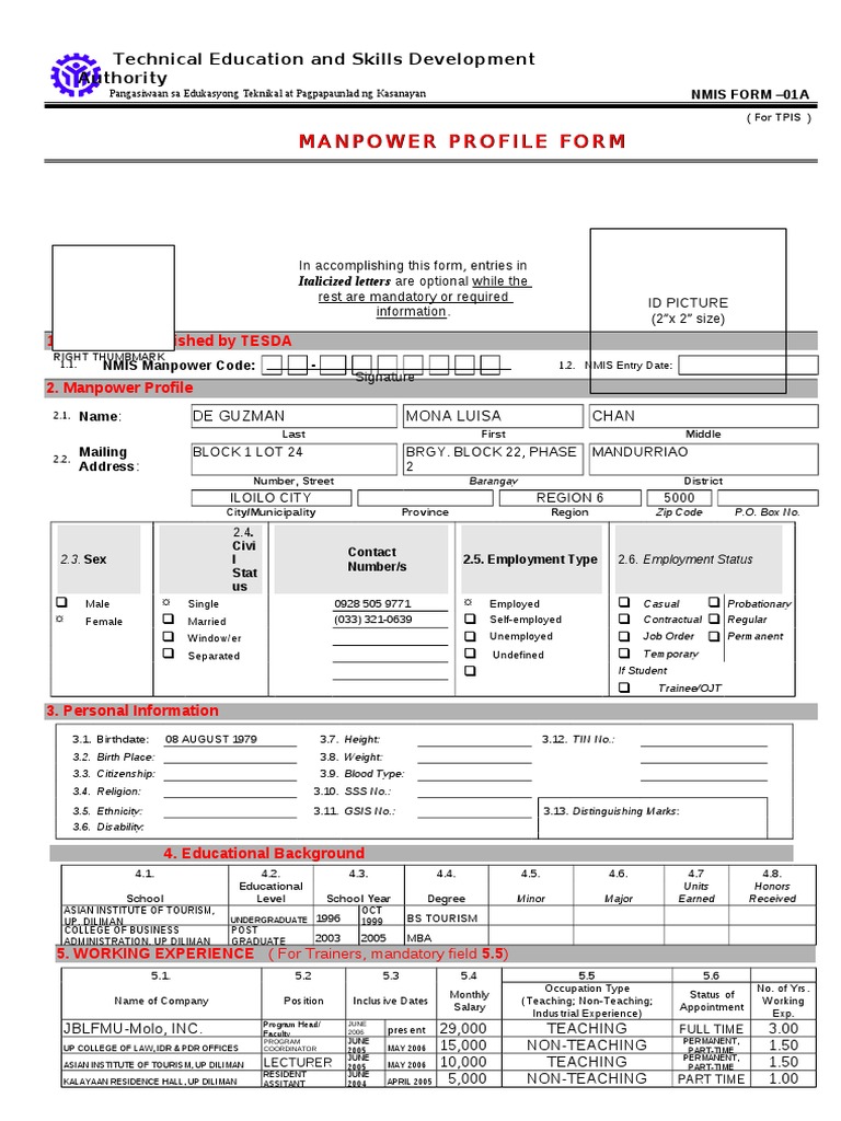 Manpower Profile Trainer | PDF | Academia | Labour