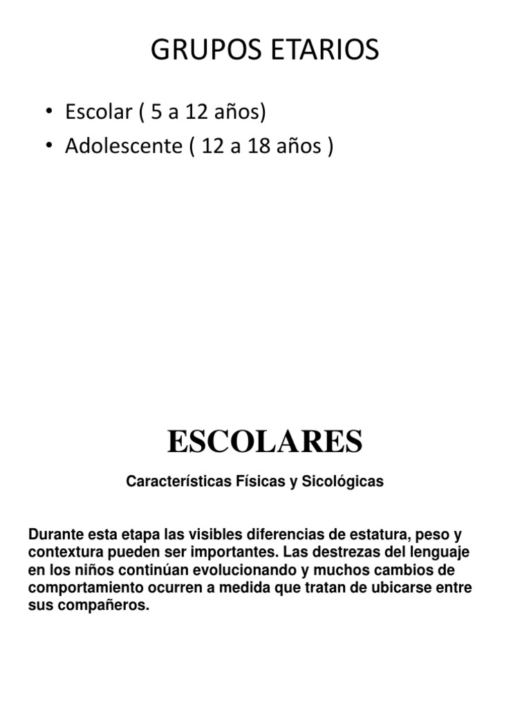 Grupos Etarios | PDF | Adolescencia | Enfermedades y trastornos