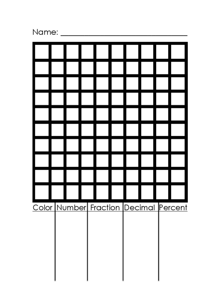 Percents Decimals Fractions Mosaic | PDF